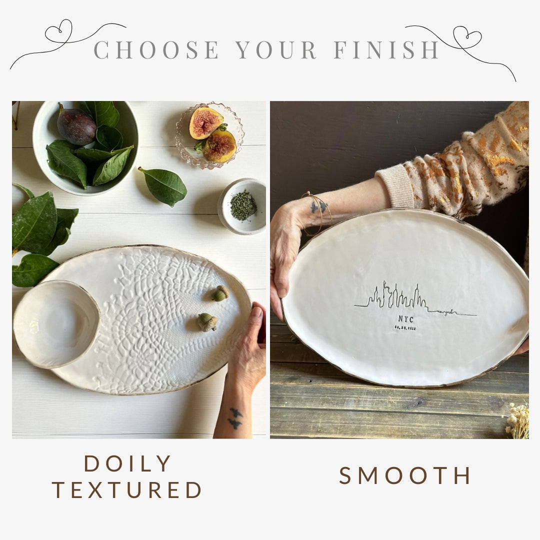Personalized Ceramic Serving Platter with Optional Dip Bowls – Cinder ...