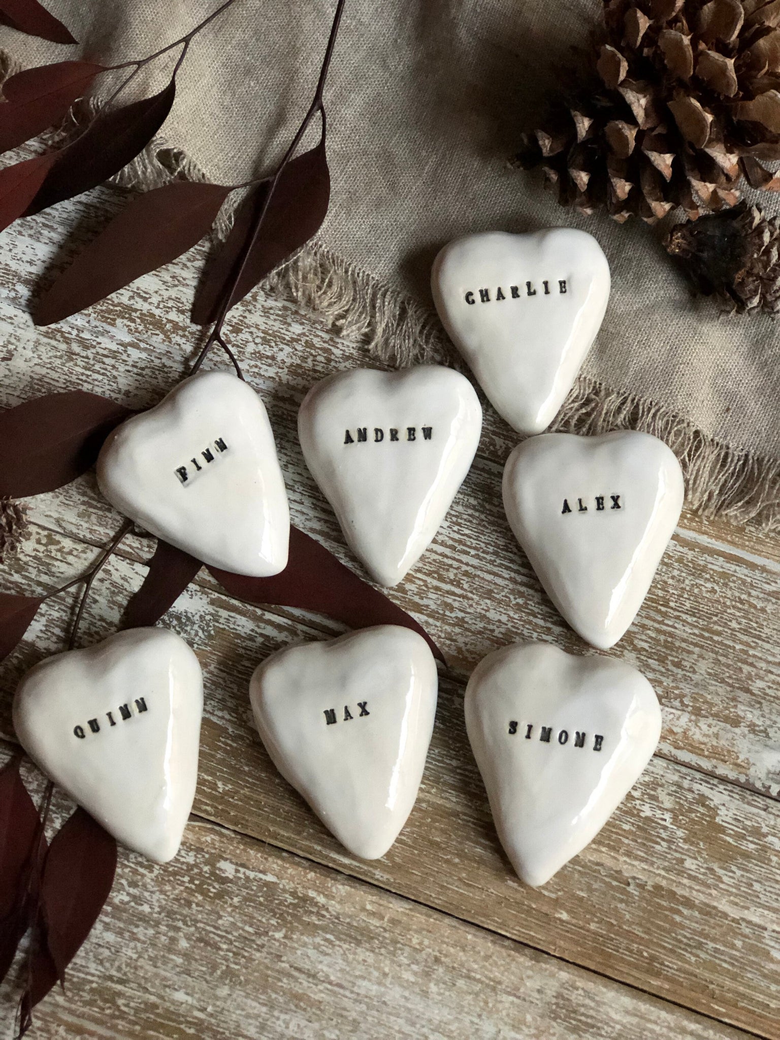 Personalized Ceramic Heart Stone – Cinder Ceramics LLC